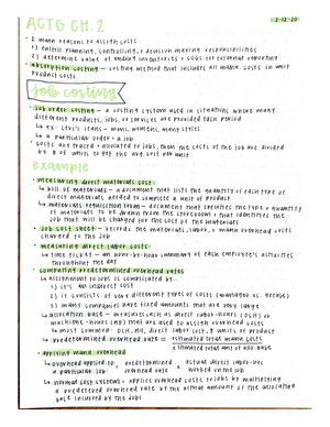 Managerial Accounting Ch. I Notes - COB 242 - Studocu
