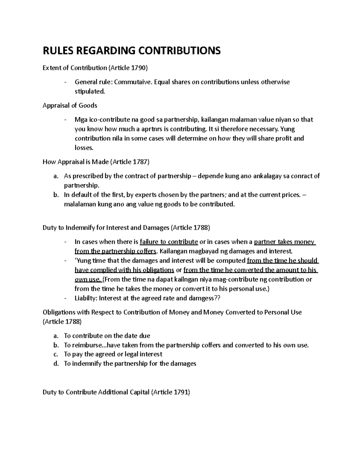 Chapter 2 (Partnership) Part 2 - RULES REGARDING CONTRIBUTIONS Extent ...