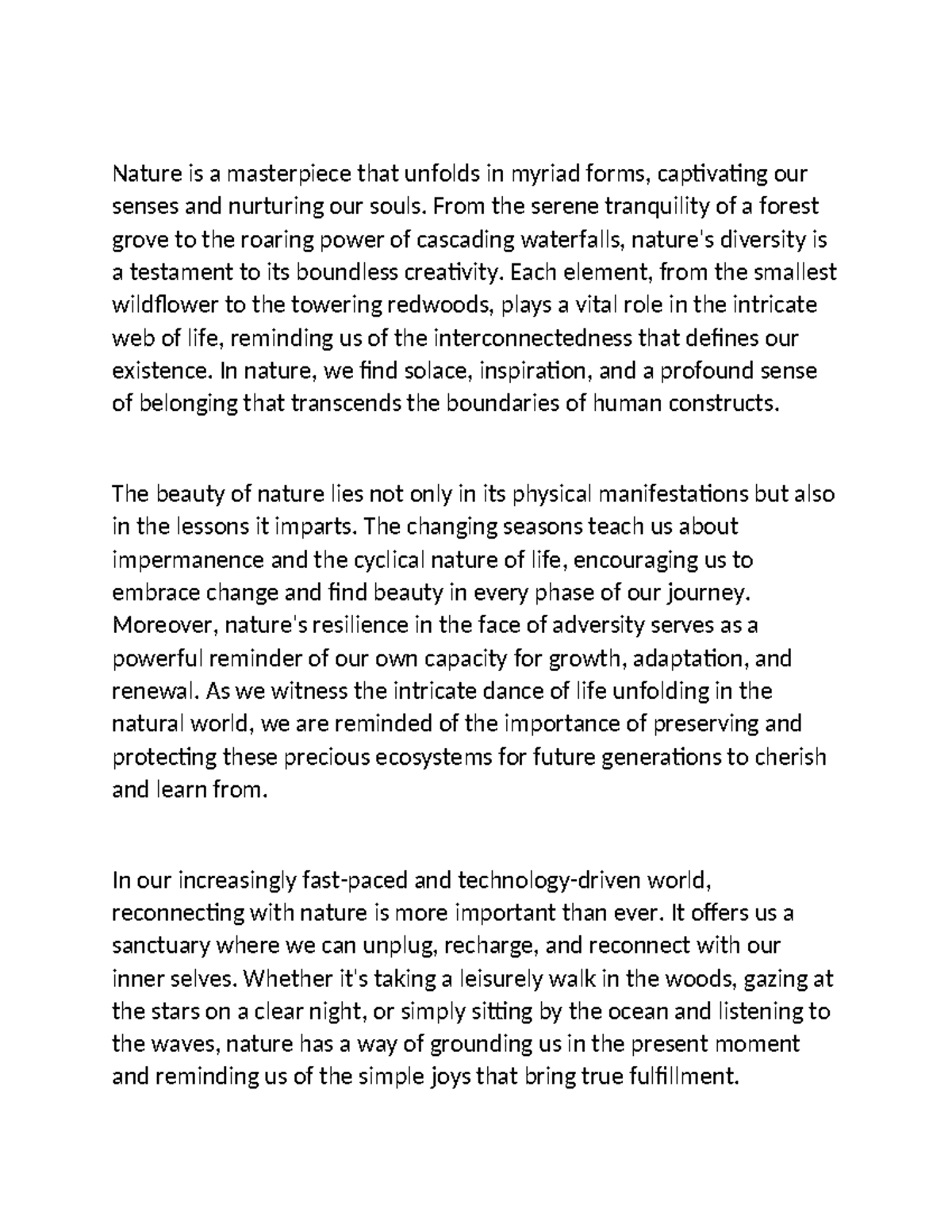 Nature poem - Nature is a masterpiece that unfolds in myriad forms ...