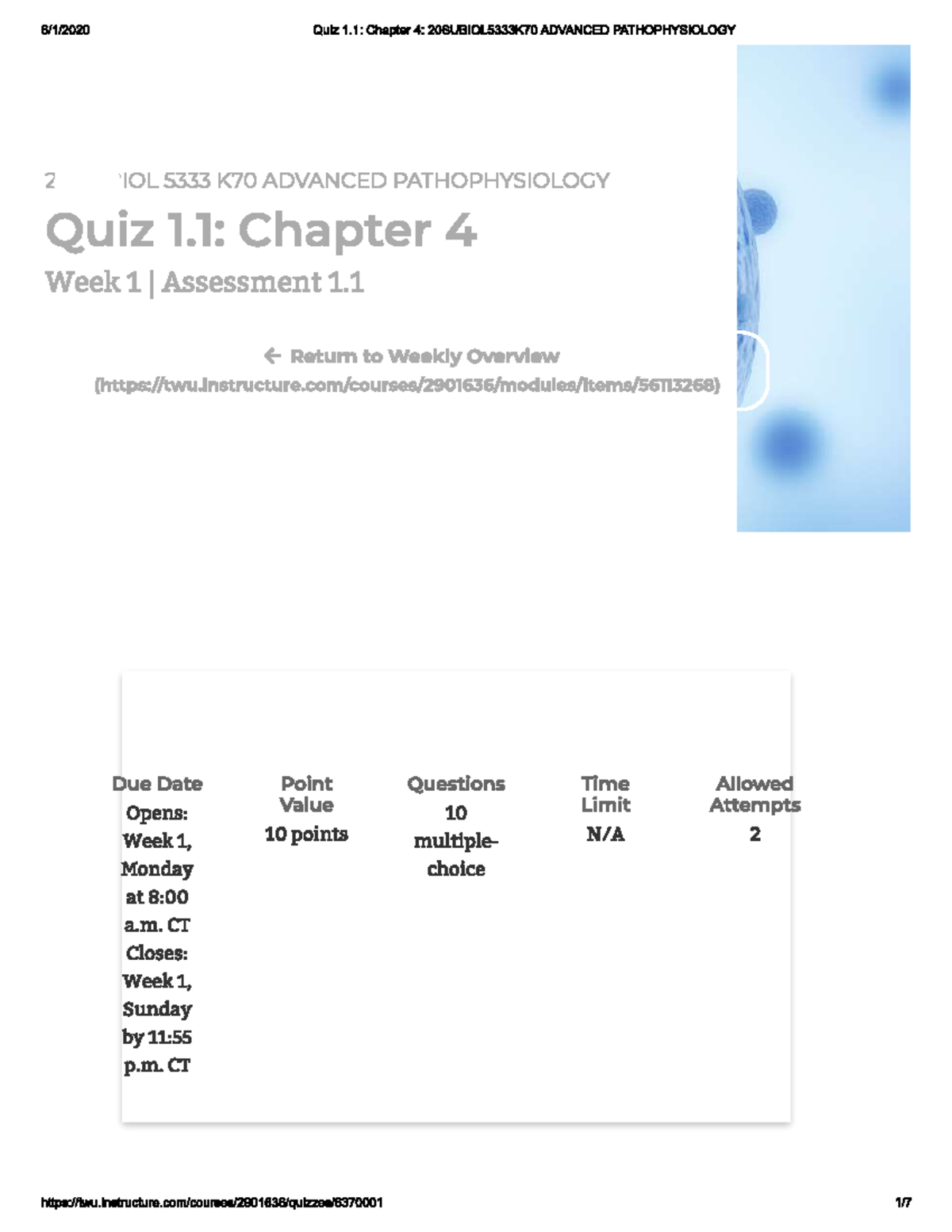 Ch 4 quiz - quiz - BIOL 6334 - Studocu