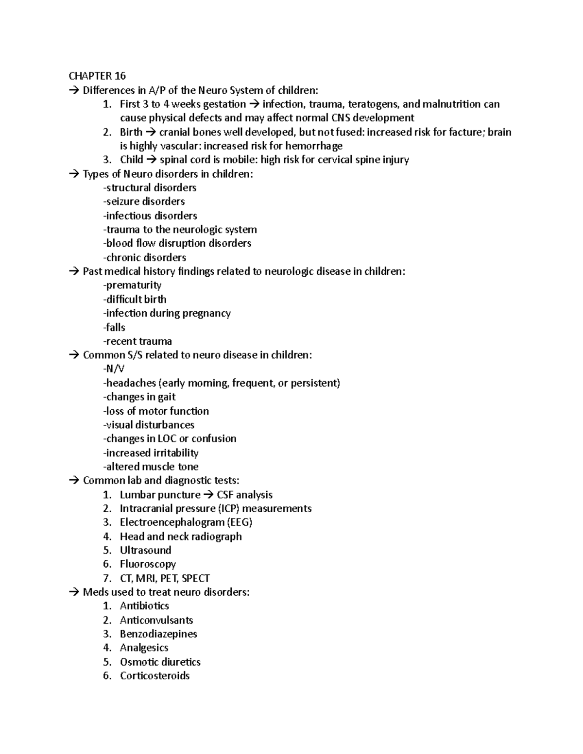 WEEK 3 Notes PEDS - Accurate - CHAPTER 16 Differences in A/P of the ...