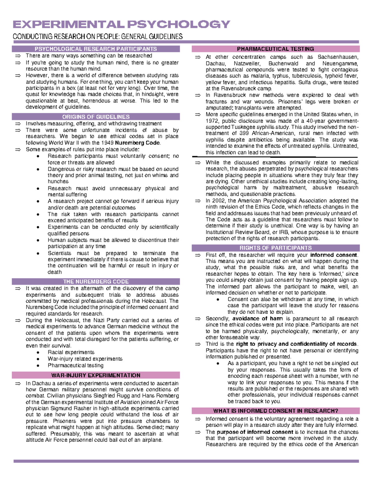 Experimental Lab Chap 5 - PSYCHOLOGICAL RESEARCH PARTICIPANTS There are ...