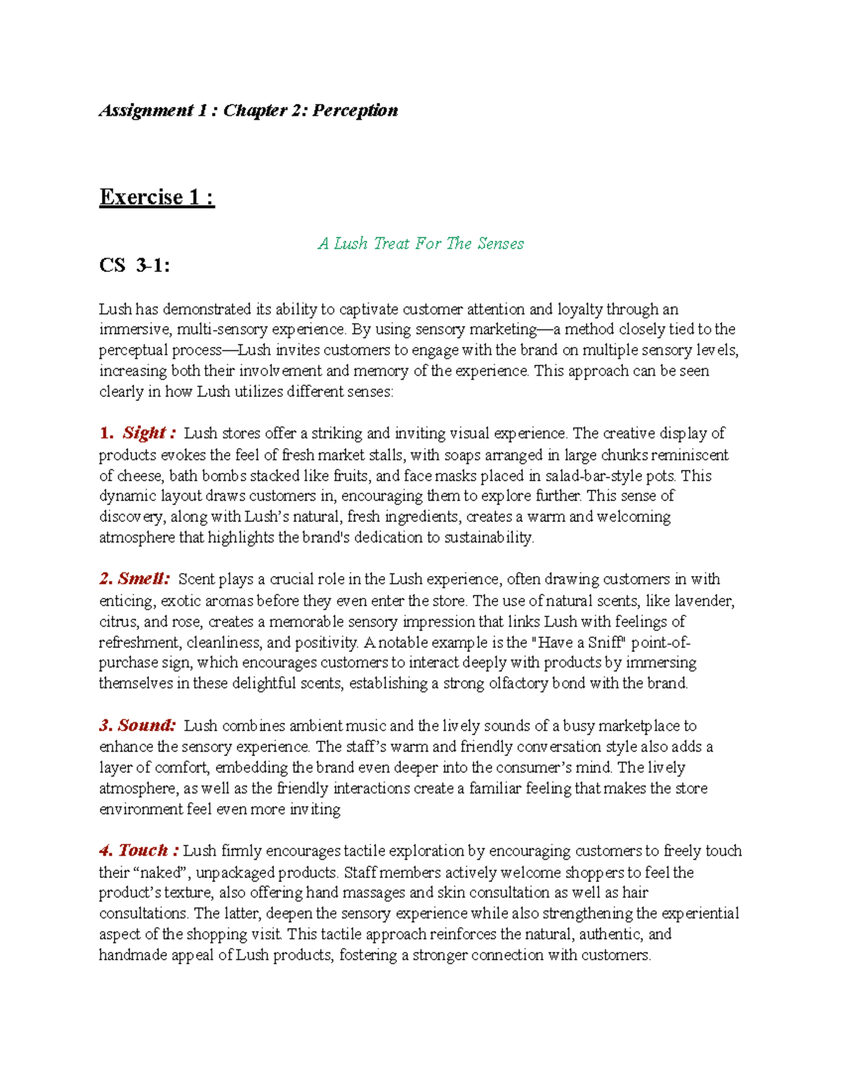 Consumer Behavior Assignment 1 Chapter 2 Perception - Assignment 1 : Chapter 2: Perception ...