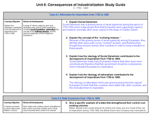 Unit 6 - Imperialism - crash course questions - Unit 6 - AP World ...
