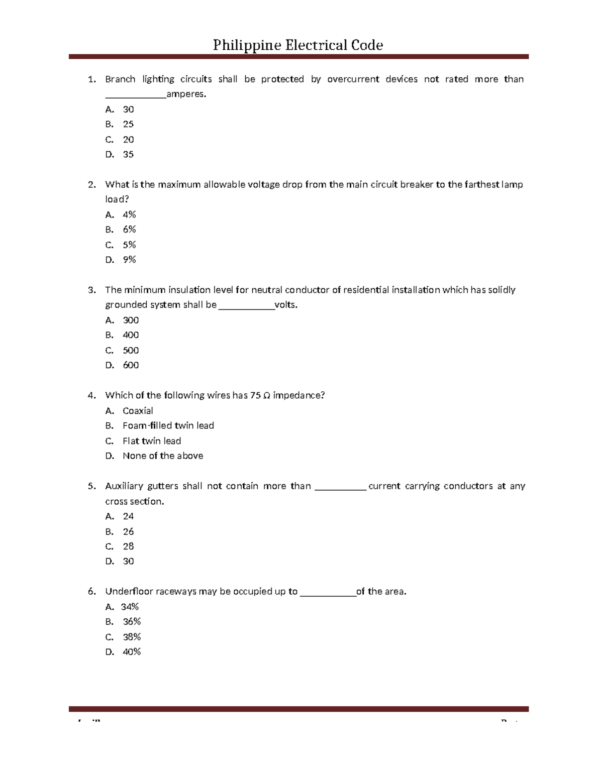 Philippine-electrical-code - 1. Branch lighting circuits shall be ...
