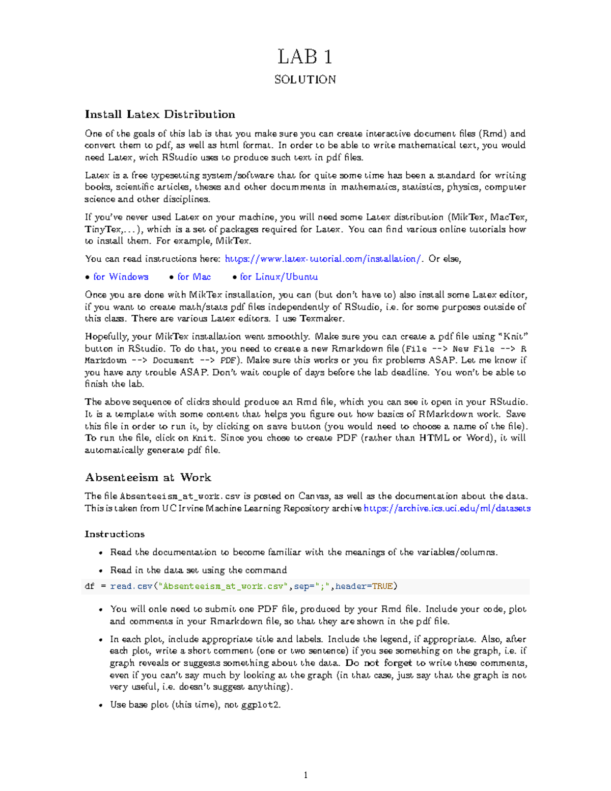 Lab1-solution - Solution to Lab 1 - LAB 1 SOLUTION Install Latex Distribution One of the goals ...
