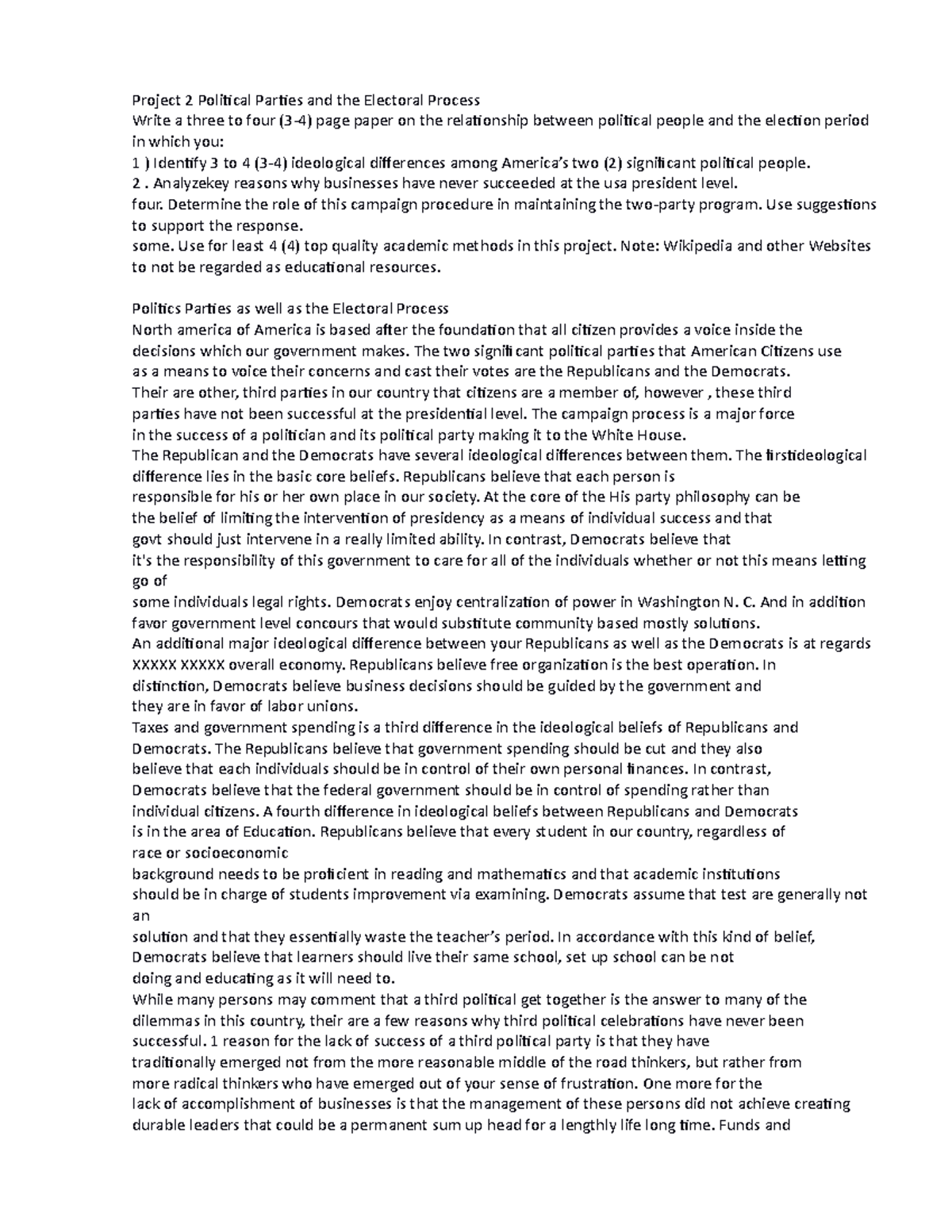 Assignment 2 Political Parties and the Electoral Process Identify three ...