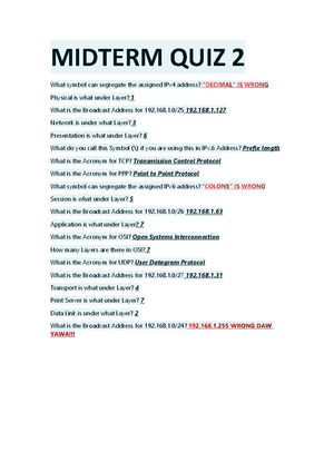 Final QUIZ 1 Computer AND Networking Security - FINAL QUIZ 1 This was standardized physical ...
