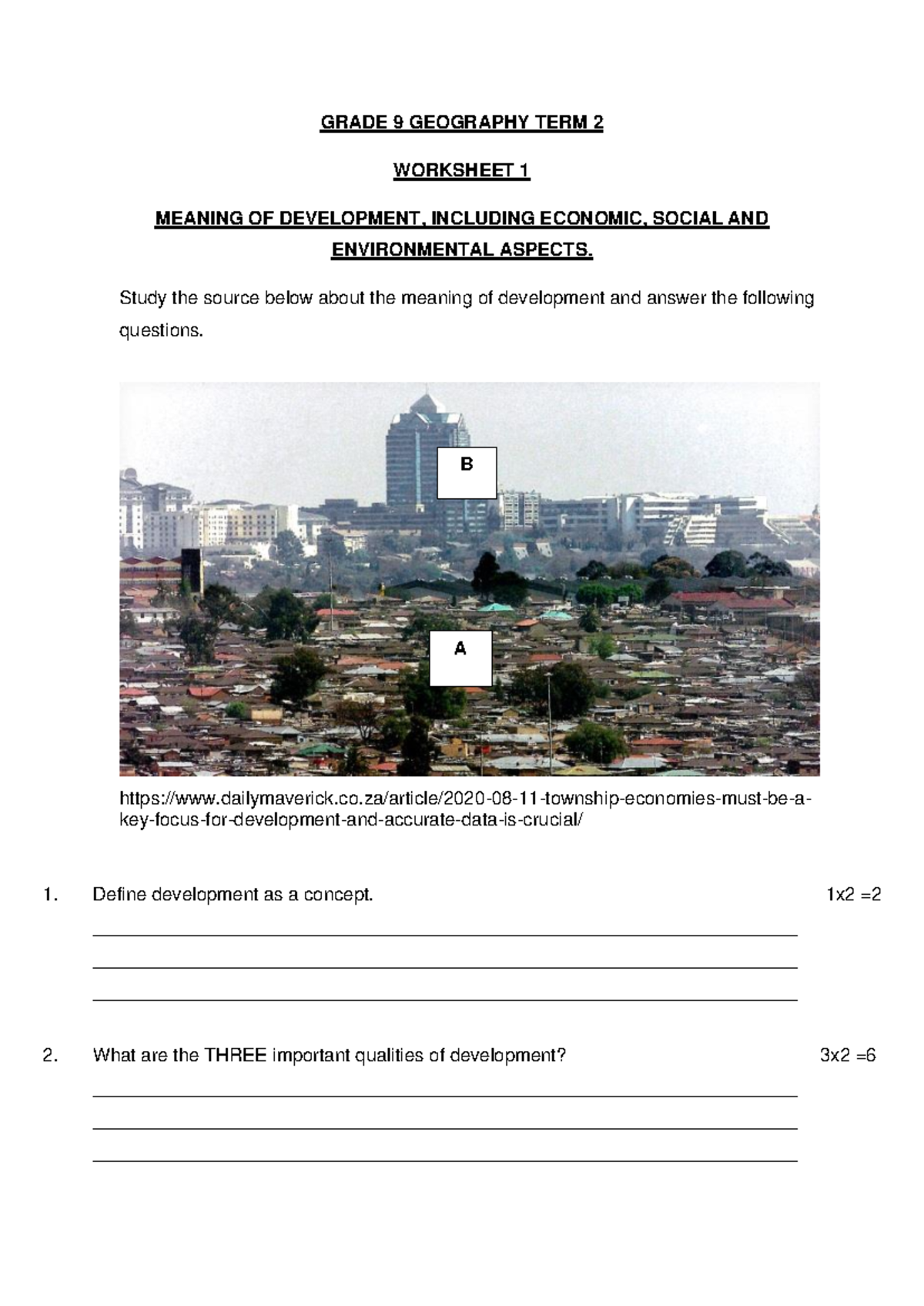 2024 Grade 9 Geography T2 Worksheets - GRADE 9 GEOGRAPHY TERM 2 ...