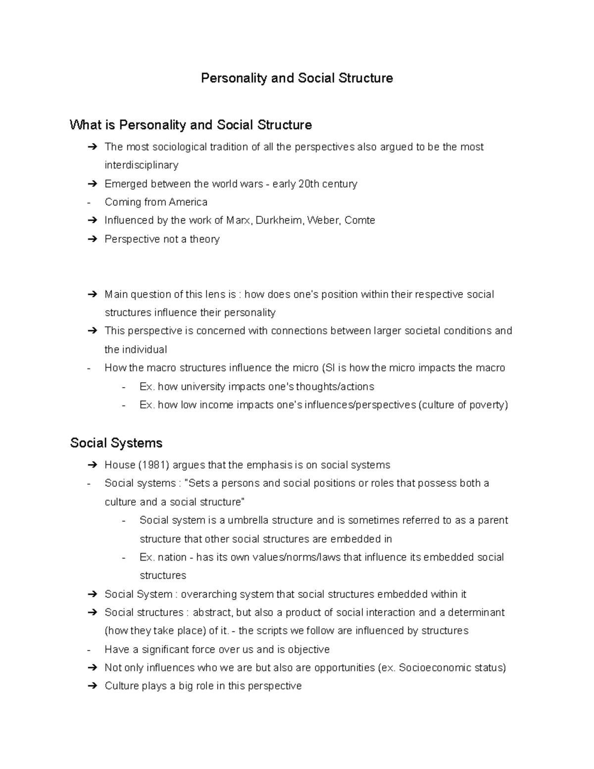 Lecture 6, Personality and Social Structure - Personality and Social ...