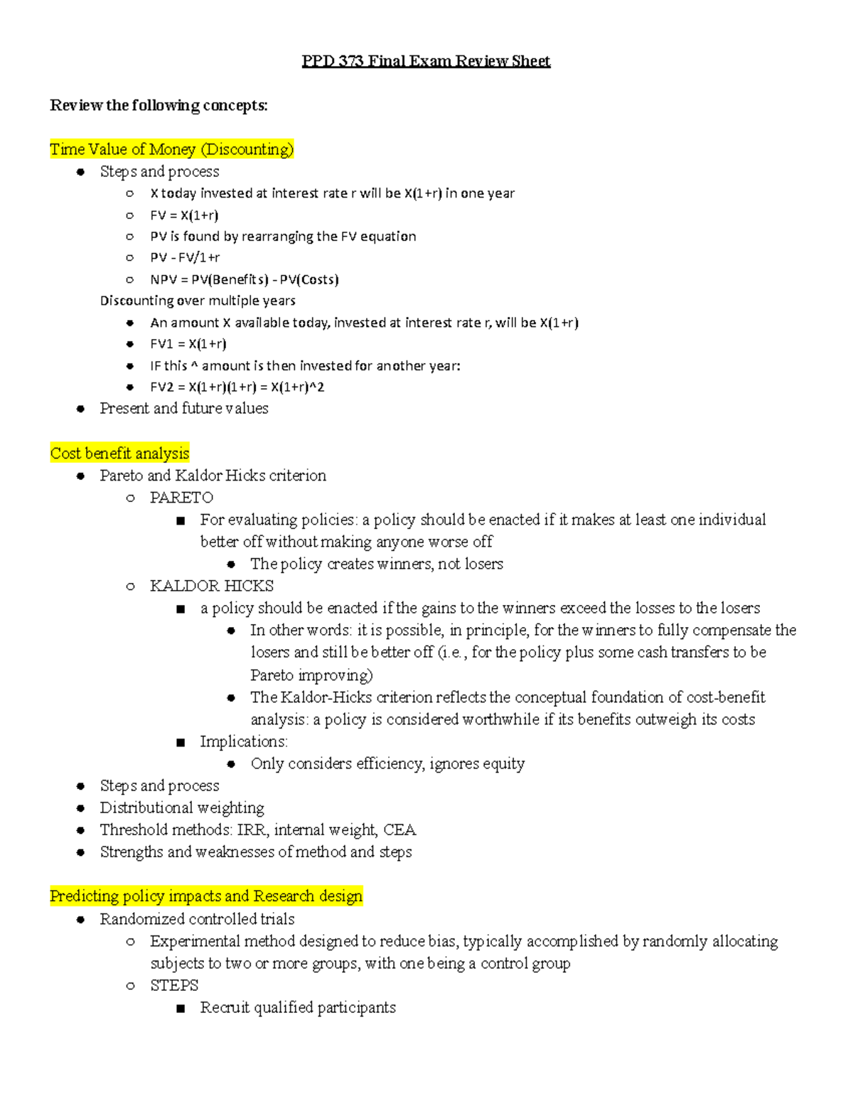 PPD 373 Final Study Guide, Policy Analysis - PPD 373 Final Exam Review ...