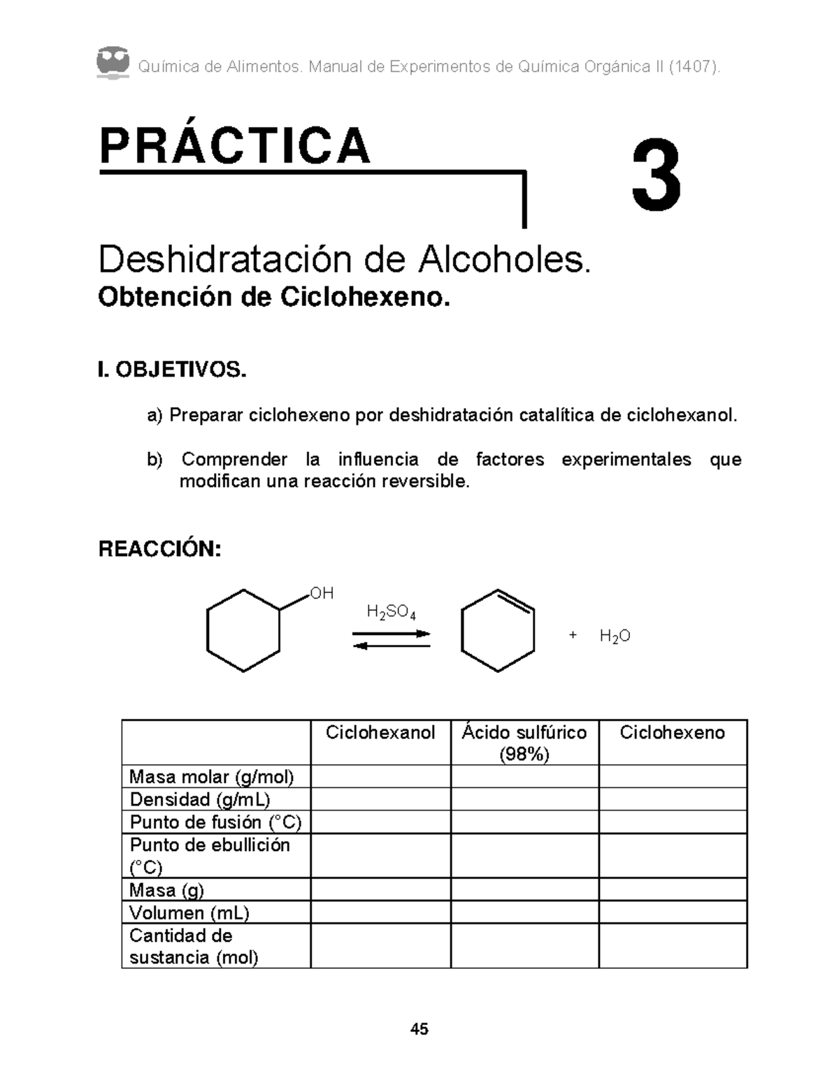 Obtencion de ciclo hexanol - PRÁCTICA Deshidratación de Alcoholes ...