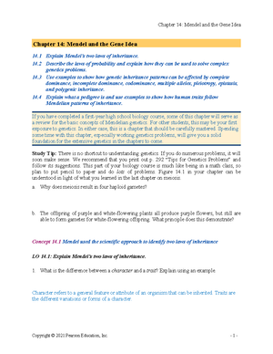 EF BIOL 108 Chapter 14 ARG - Chapter 14: Mendel and the Gene Idea Emily ...