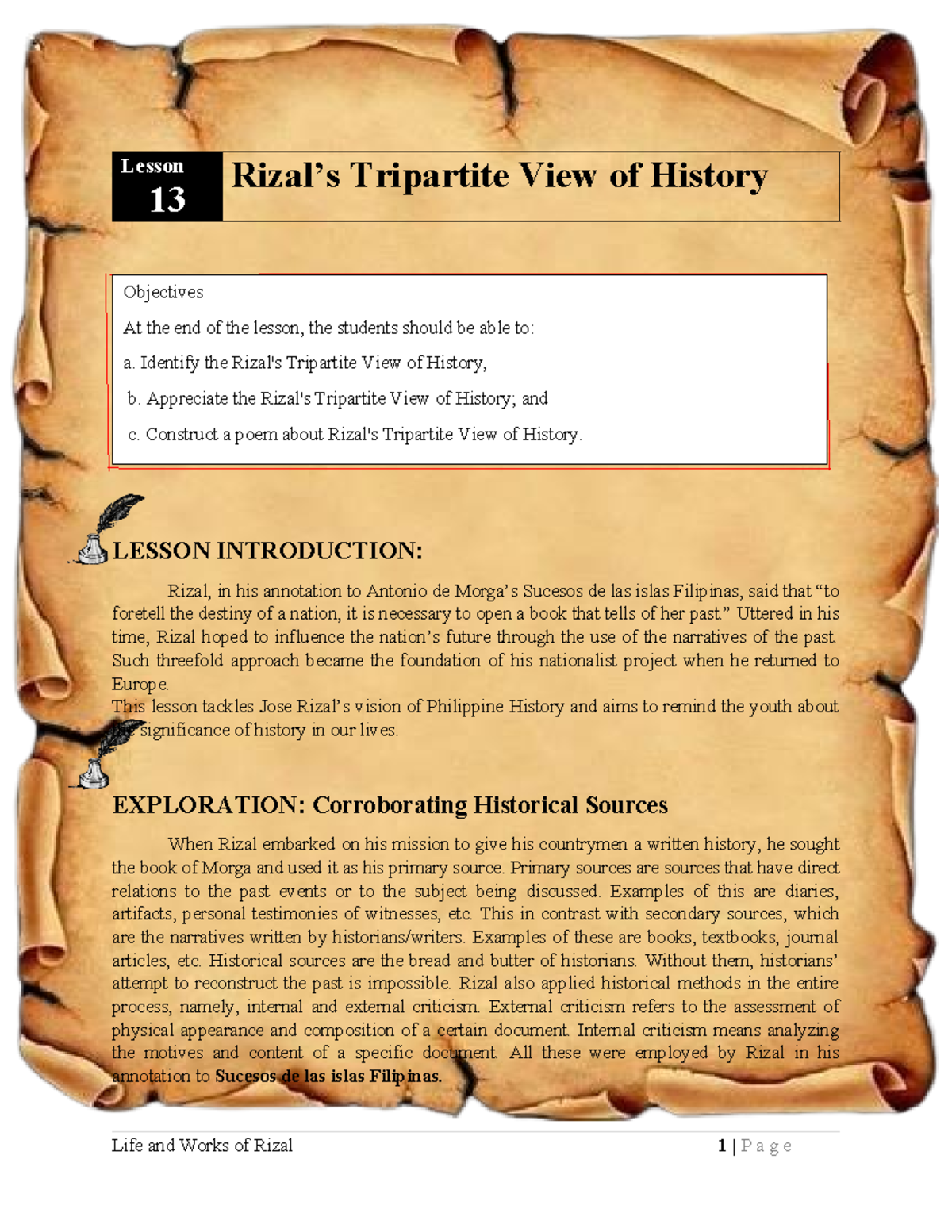 Lesson-13-FINAl - Science - Lesson 13 Rizal’s Tripartite View of ...