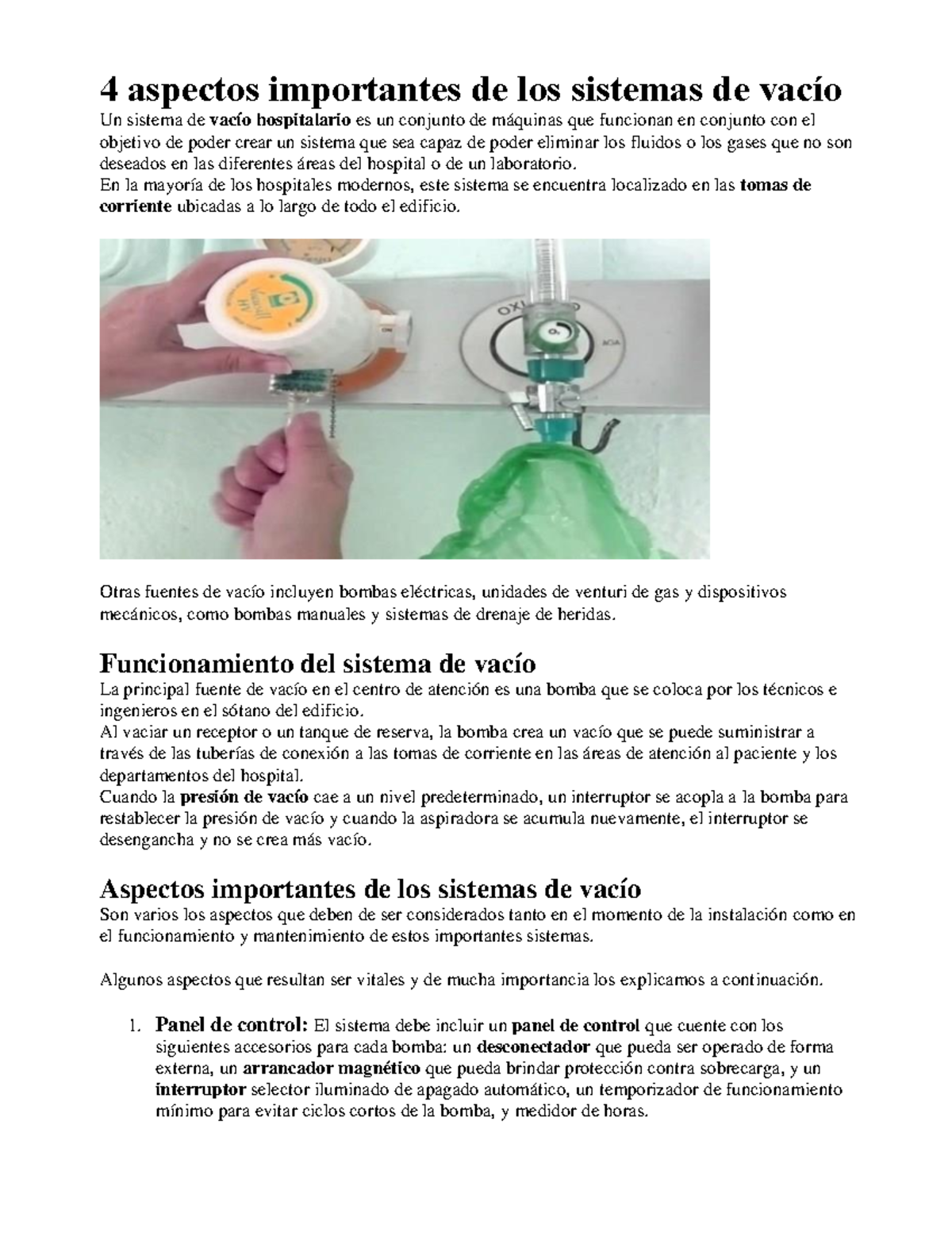 Sistema de vacío, segunda parte - 4 aspectos importantes de los ...