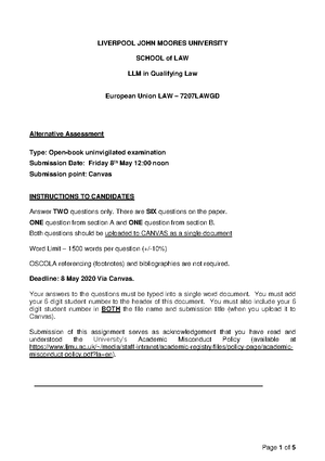 LJMU - Liverpool John Moores University - StuDocu