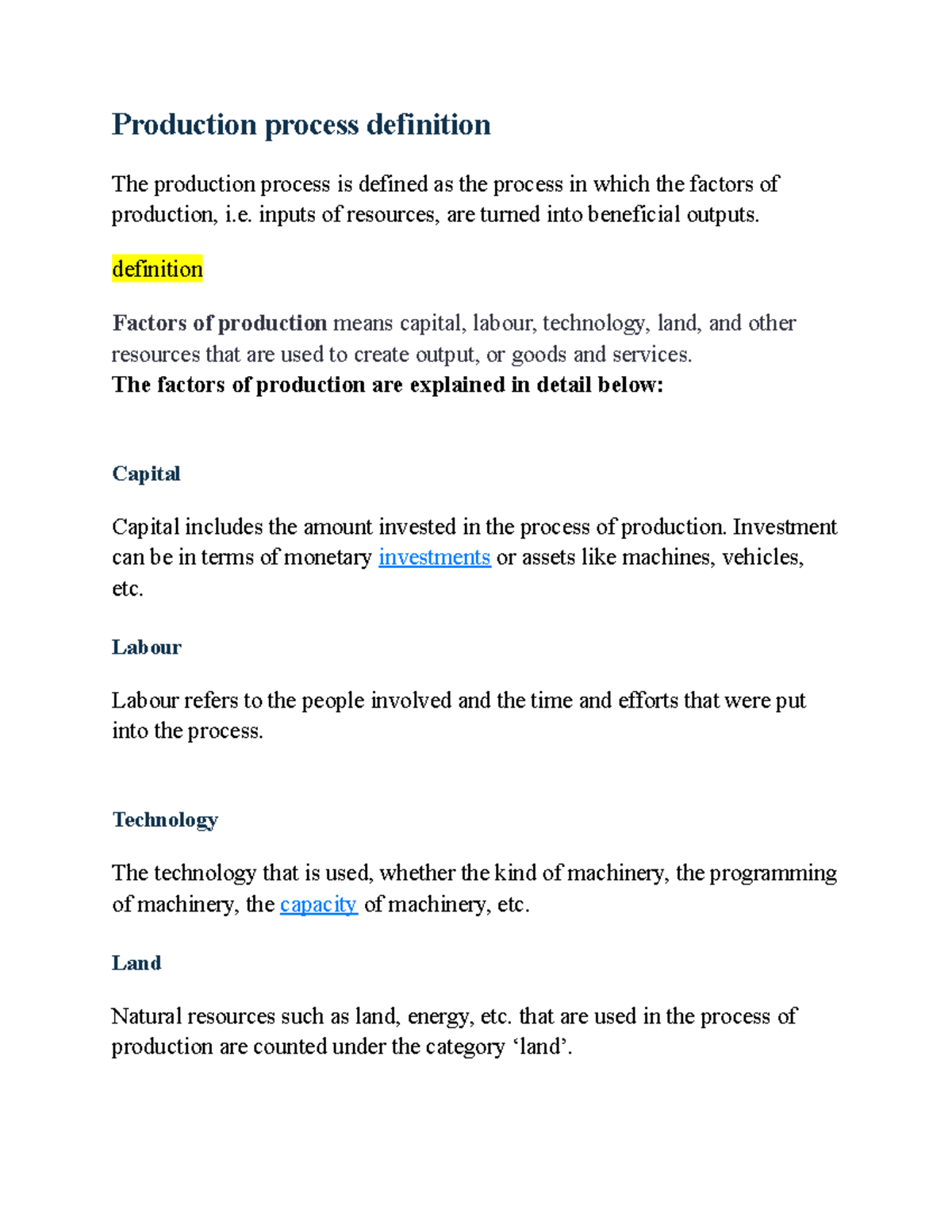 New Microsoft Office Word Document - Production process definition The ...