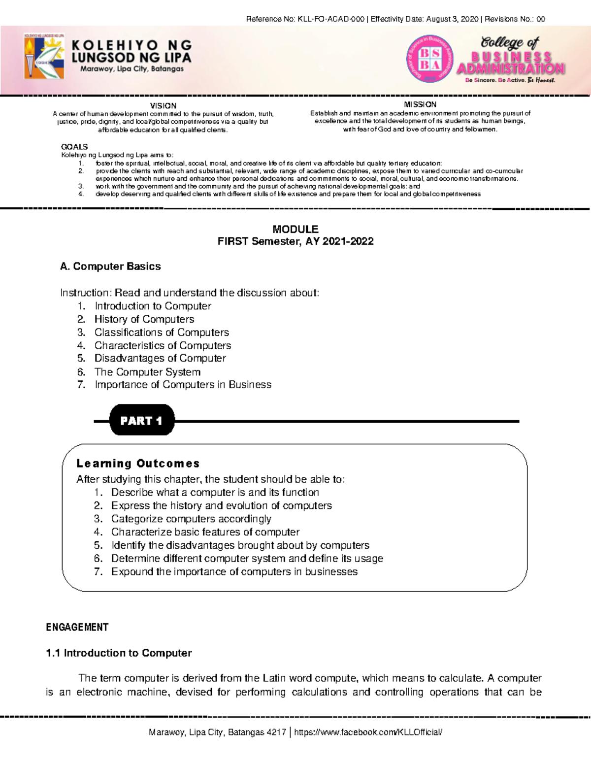 GEE-102 Unit1 Module - rgetfe - Reference No: KLL-FO-ACAD-000 ...