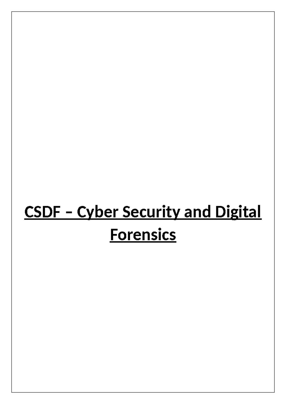 CSDF Notes - CSDF - CSDF – Cyber Security and Digital Forensics Unit 1 ...