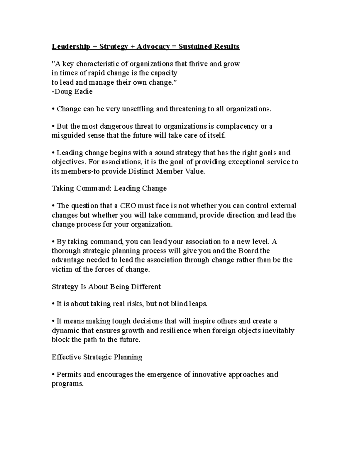 Leadership article - Leadership + Strategy + Advocacy = Sustained ...