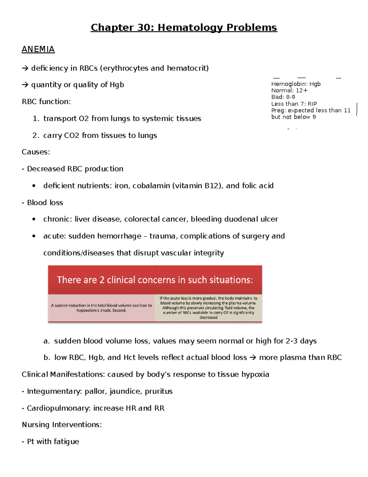 Chapter 30 - hema problems - Chamberlain University - Studocu