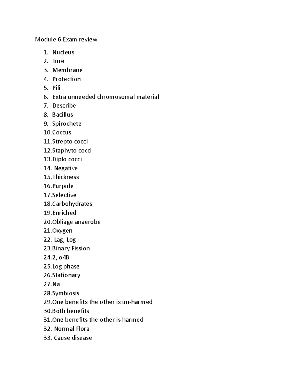 Module 6 exam review - Module 6 Exam review Nucleus Ture Membrane ...