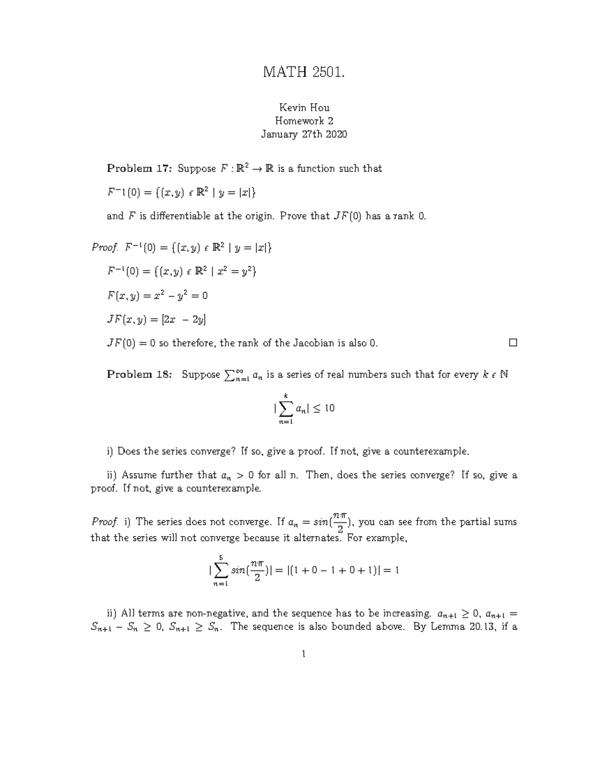 HW 3 Solutions - Class is with Professor Bruce Hughes. Solution for ...
