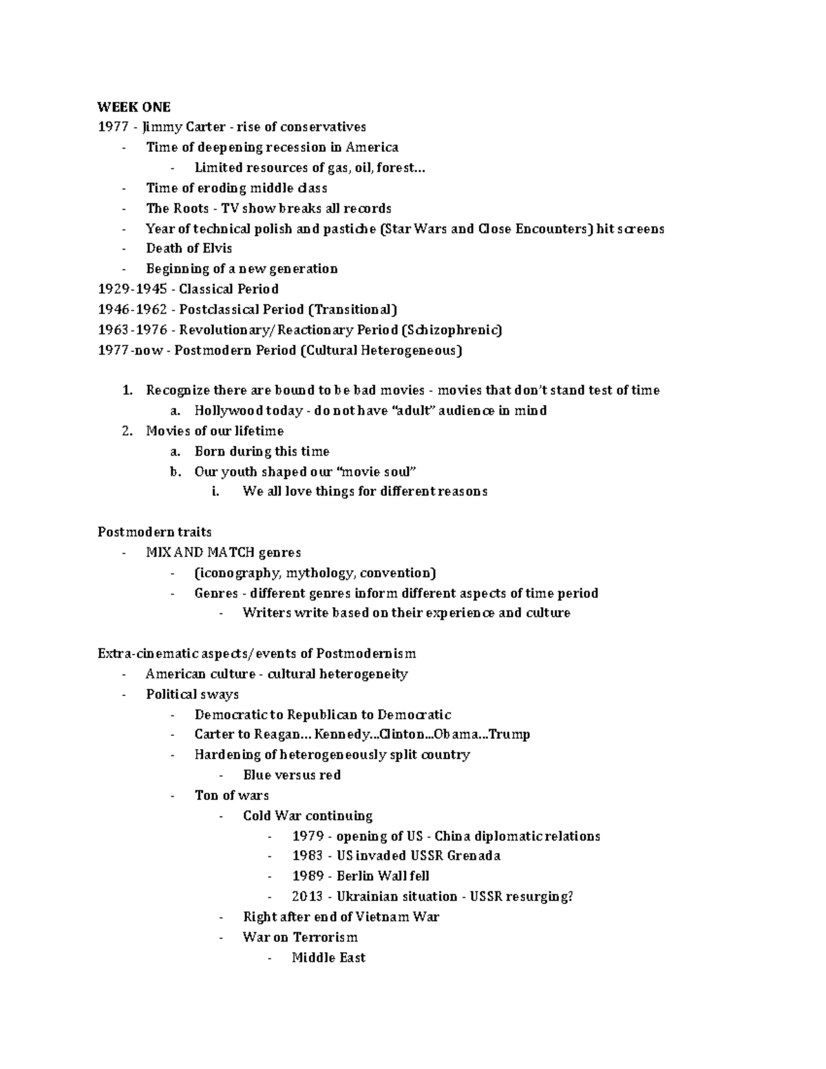 CTCS 394 1977-Present - Lecture notes 1-15 - WEEK ONE 1977 - Jimmy ...