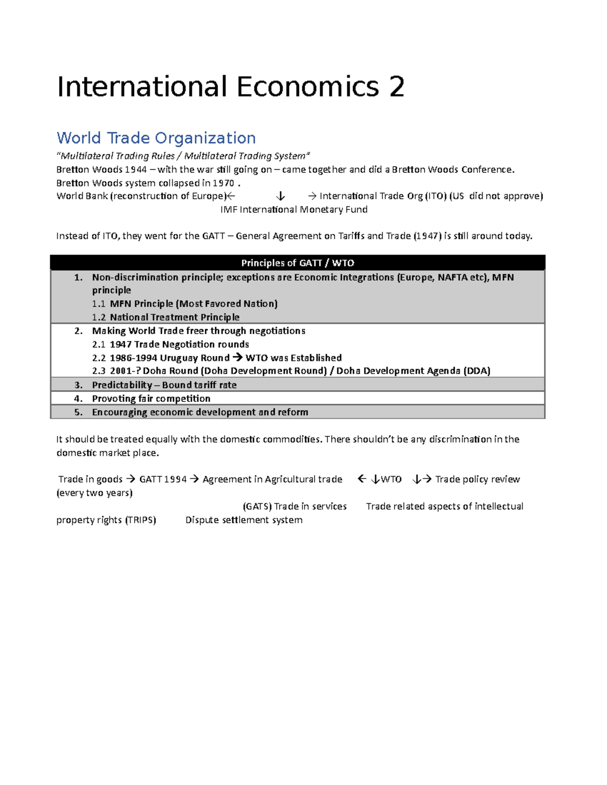 International Economics 2 last lecture - International Economics 2 ...