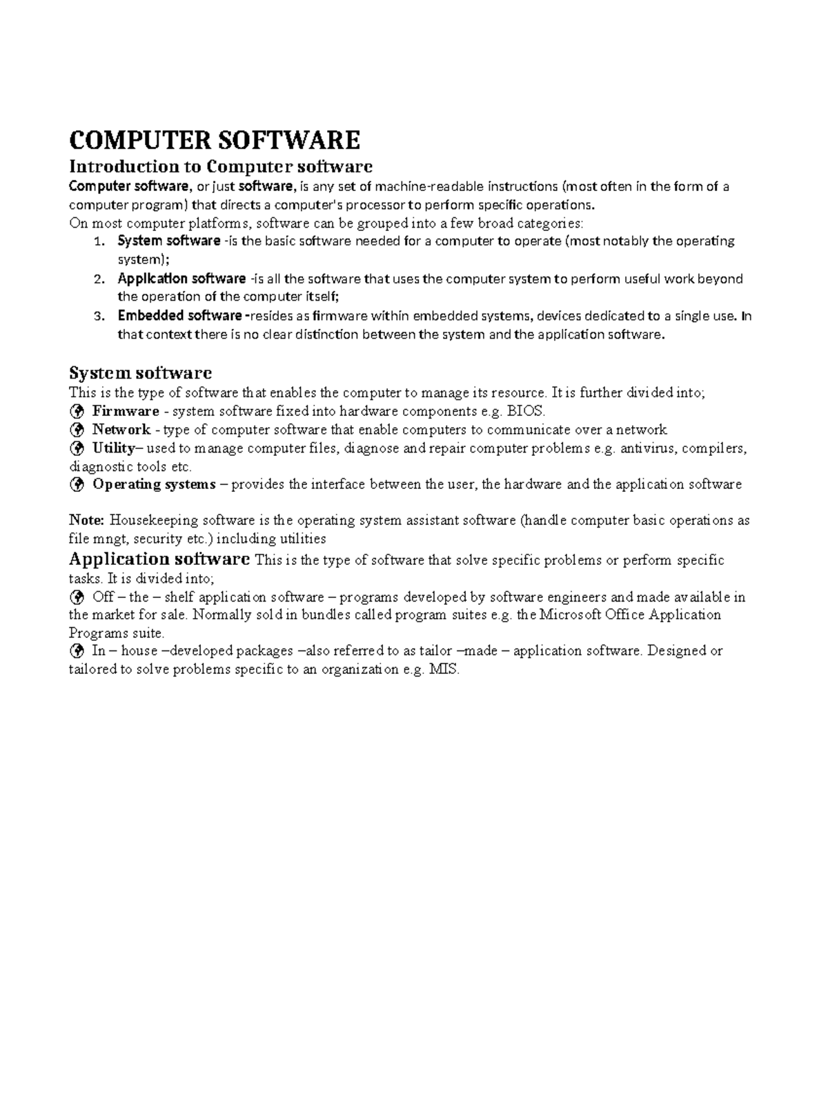 Computer Software Computer Software Introduction To Computer Software Computer Software Or