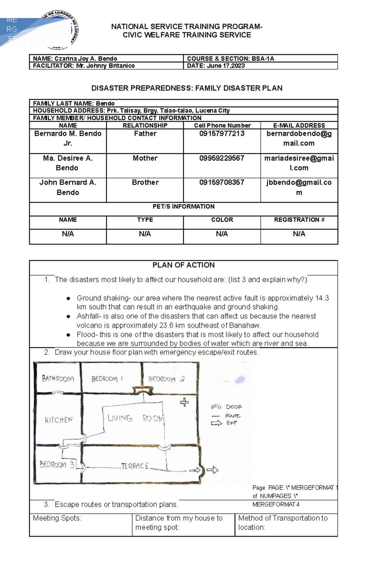 NSTPCWTSBSA1A-2 - GE * ME RG EF OR MA T 1 NATIONAL SERVICE TRAINING ...