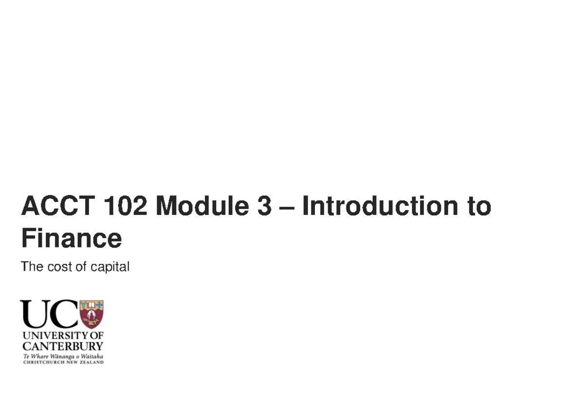 WACC 23S2 Short - WACC lecture notes full - ACCT 102 Module 3 ...