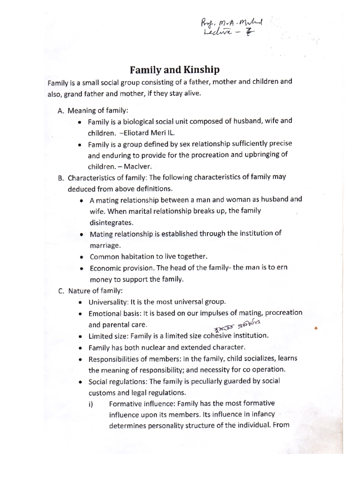 Family and Kinship - Lecture notes 3 - Sociology - Studocu