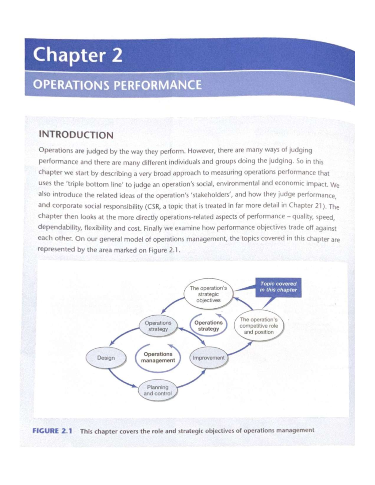 Chapter 2 notes - Chapter 2 OPERATIONS PERFORMANCE INTRODUCTION ...