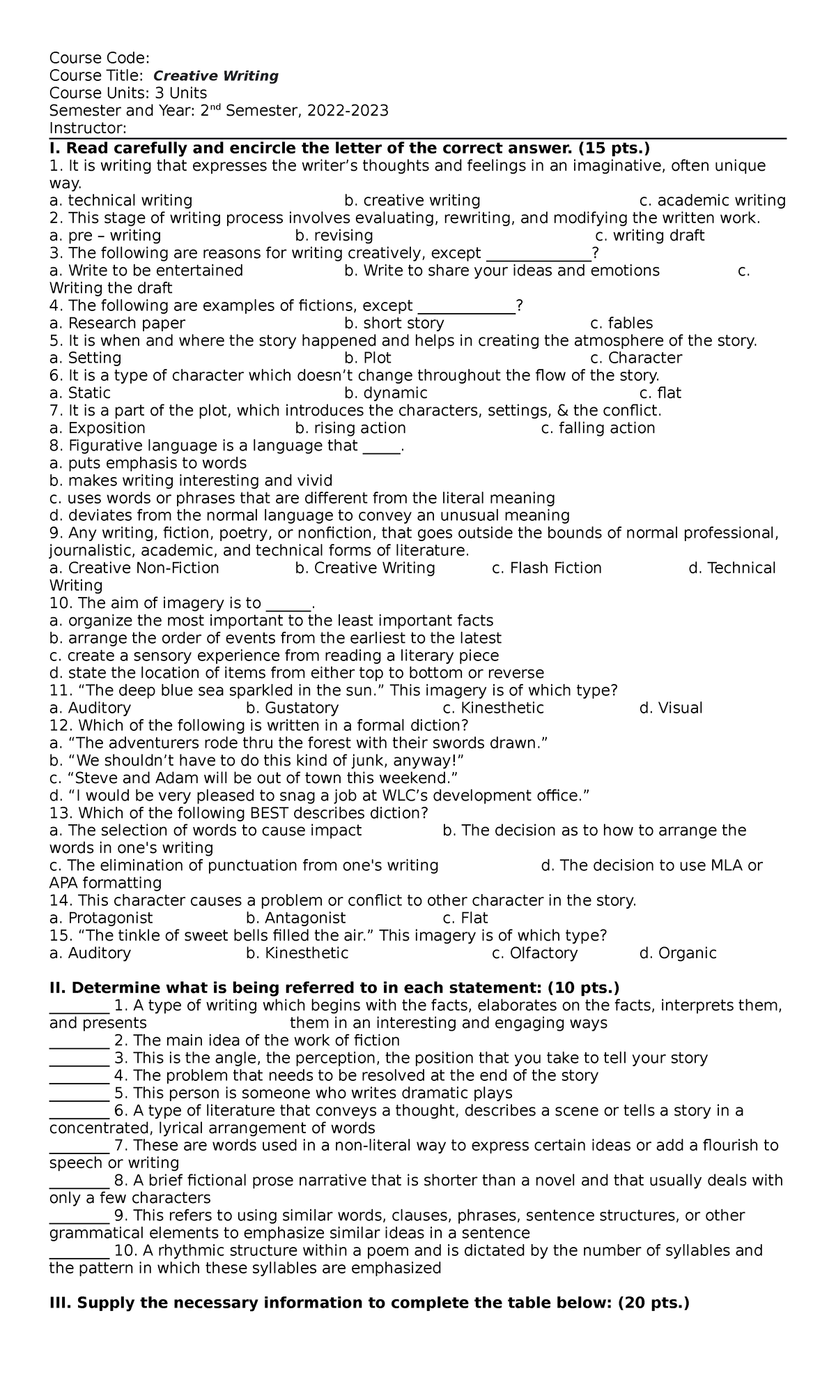 cognate-prelim-test-questionnaire-course-code-course-title