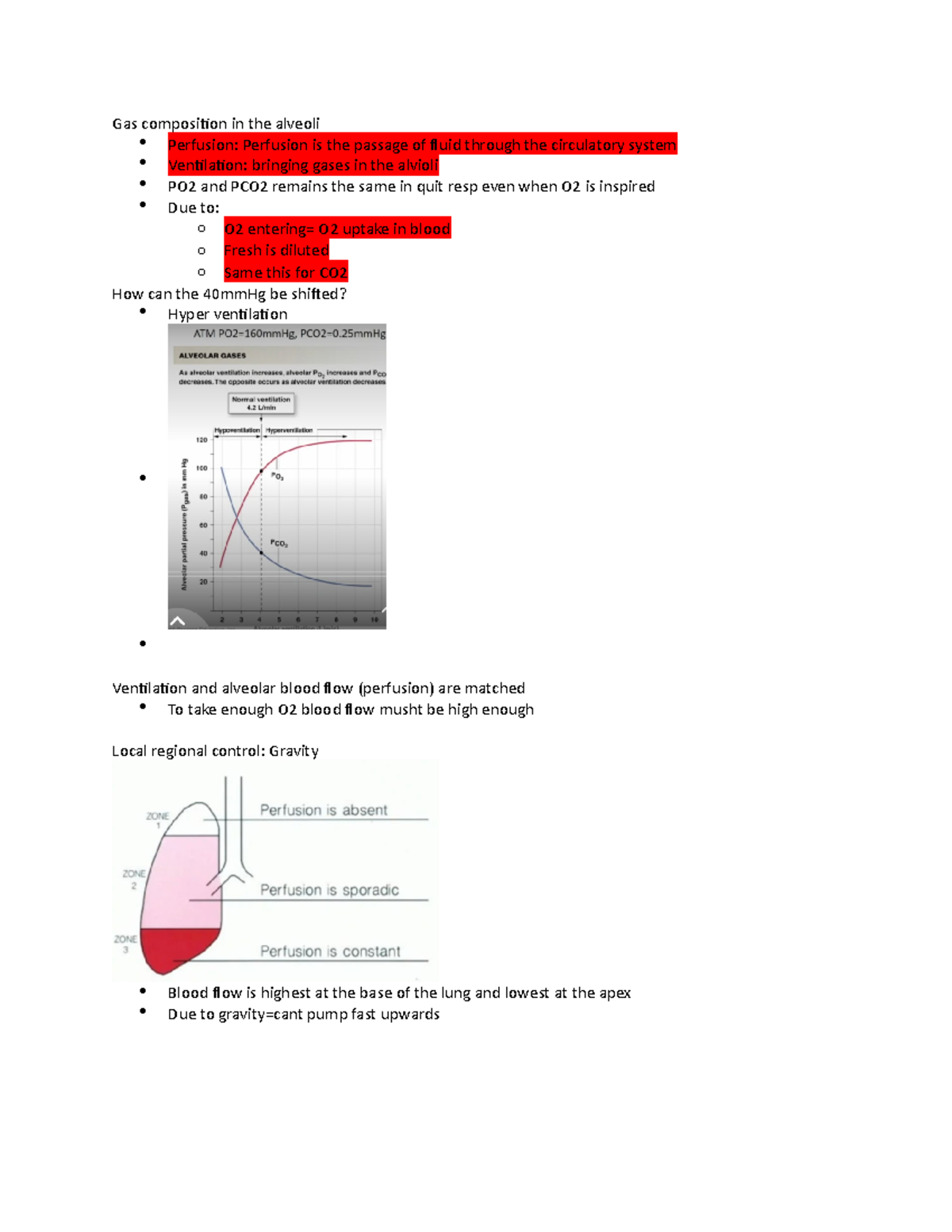 Resp 2 module 1 - N/A - Gas composition in the alveoli Perfusion ...