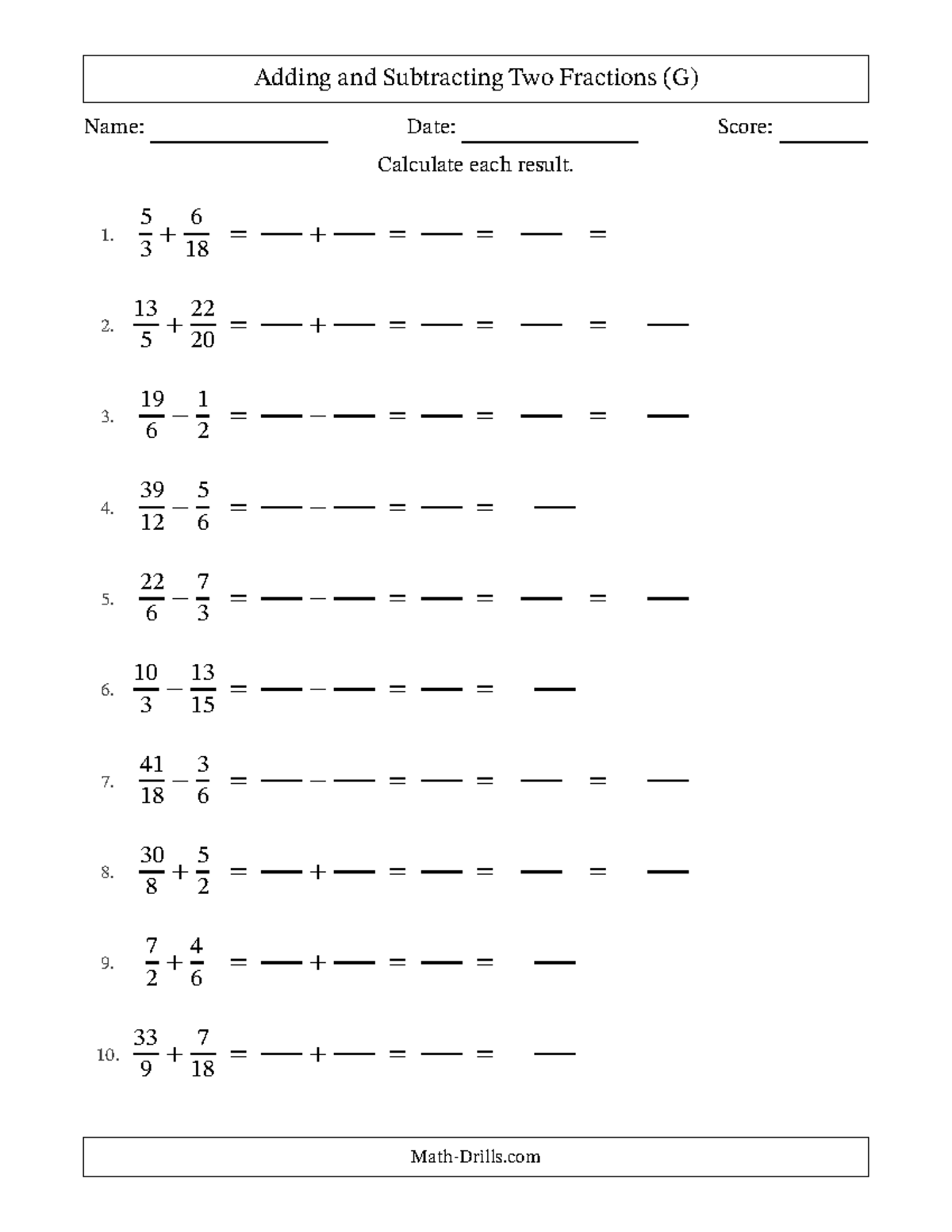 Fractions addsub improper easy 007.1698465722 - Adding and Subtracting ...