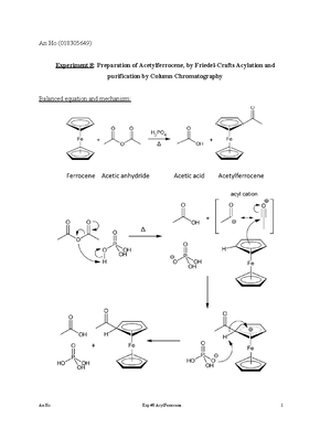 Chromatography of a Mixture of Ferrocene and Acetylferrocene - The ...