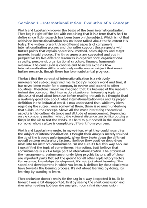 Seminar 1 FOA187 - Article 1 Internationalization: Evolution of a ...