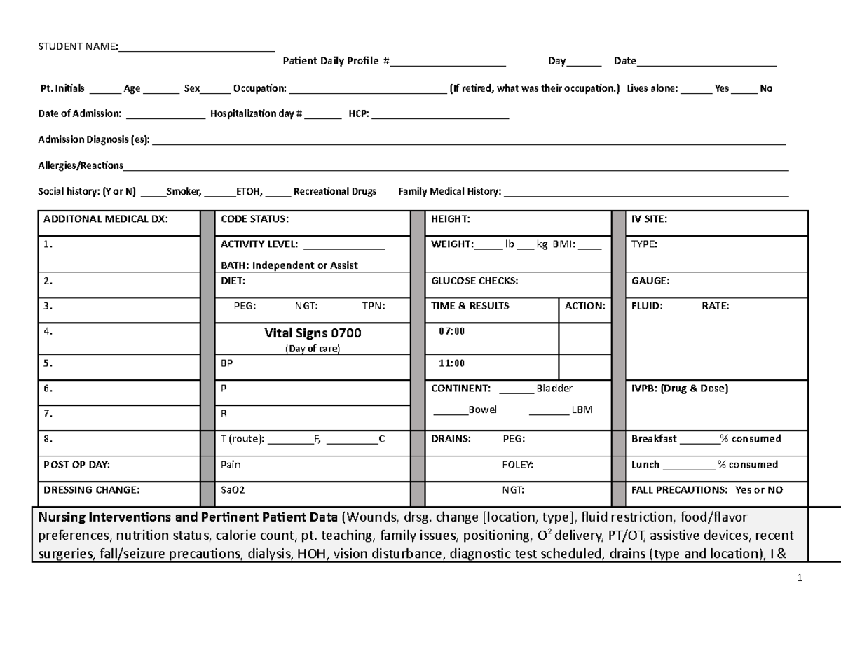 Patient Daily Profile REV.11.11.2022.DJH - Patient Daily Profile ...
