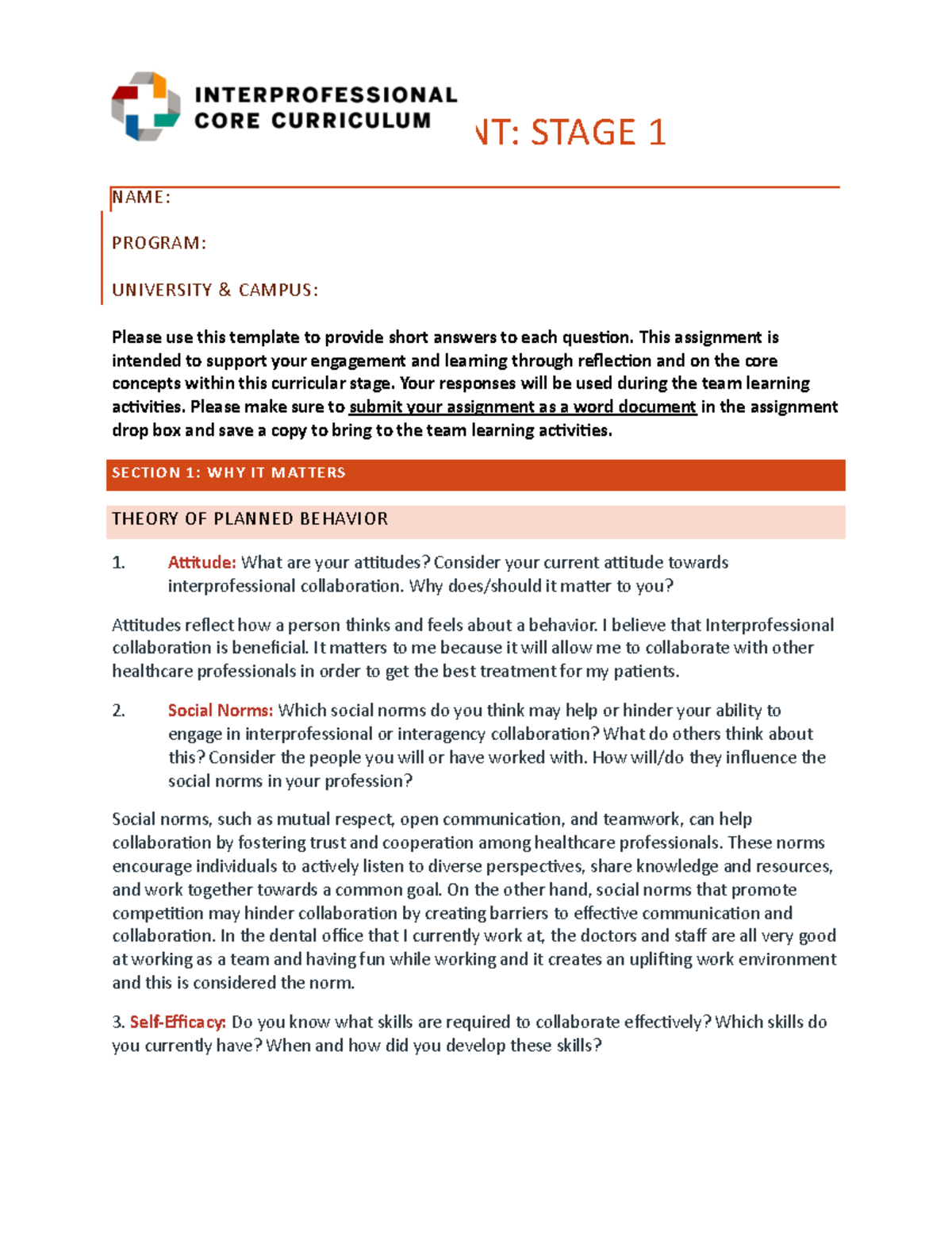 Stage 1 Journal Template - JOURNAL ASSIGNMENT: STAGE 1 NAME: PROGRAM ...