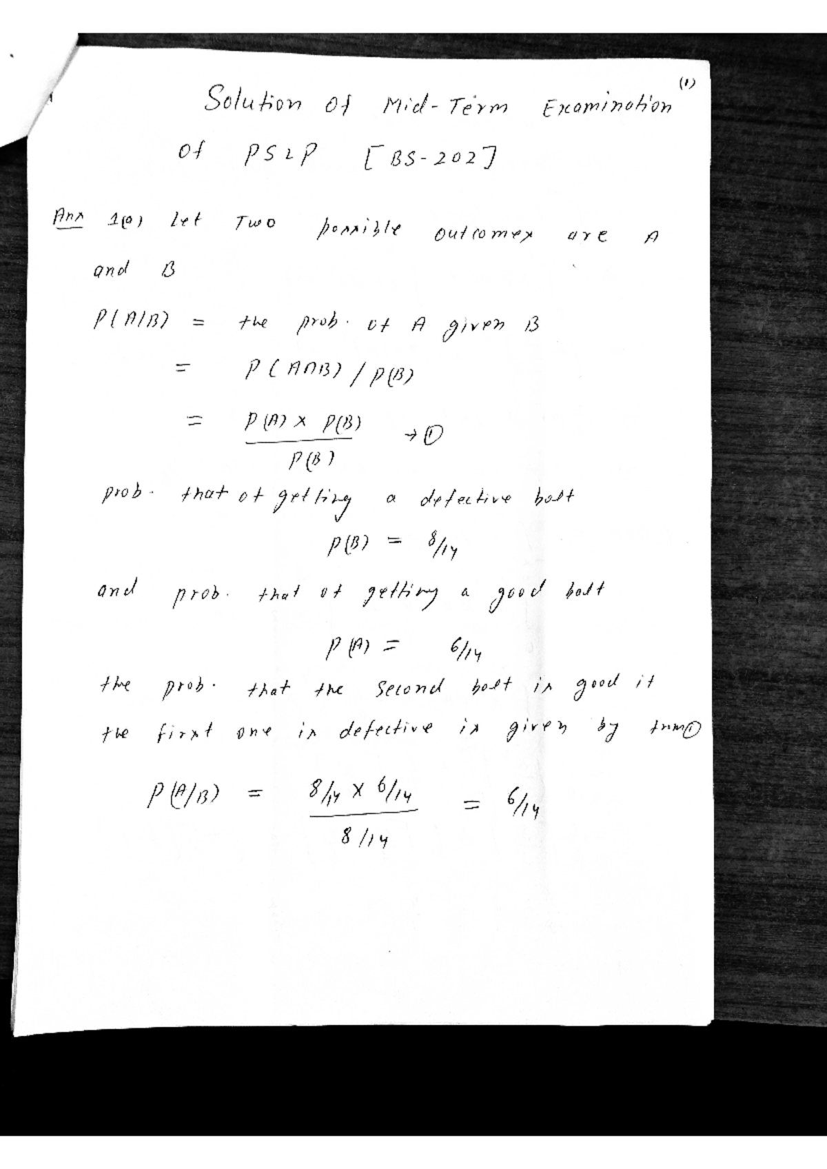 Solution of PSLP mid term paper - Probability, Statistics and Linear Programming - Studocu