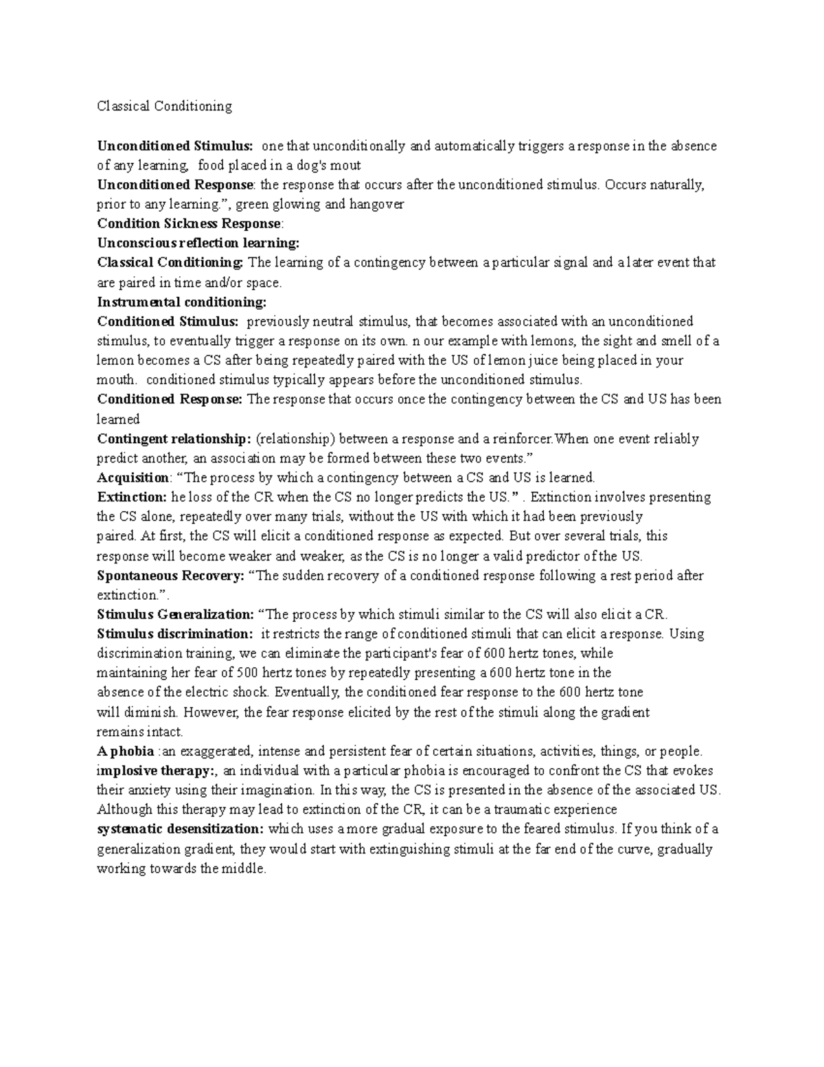 Second quiz - Psych 1x03 - Classical Conditioning Unconditioned ...