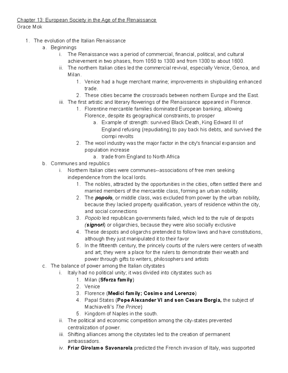 Chapter 13 renaissance - Chapter 13: European Society in the Age of the ...
