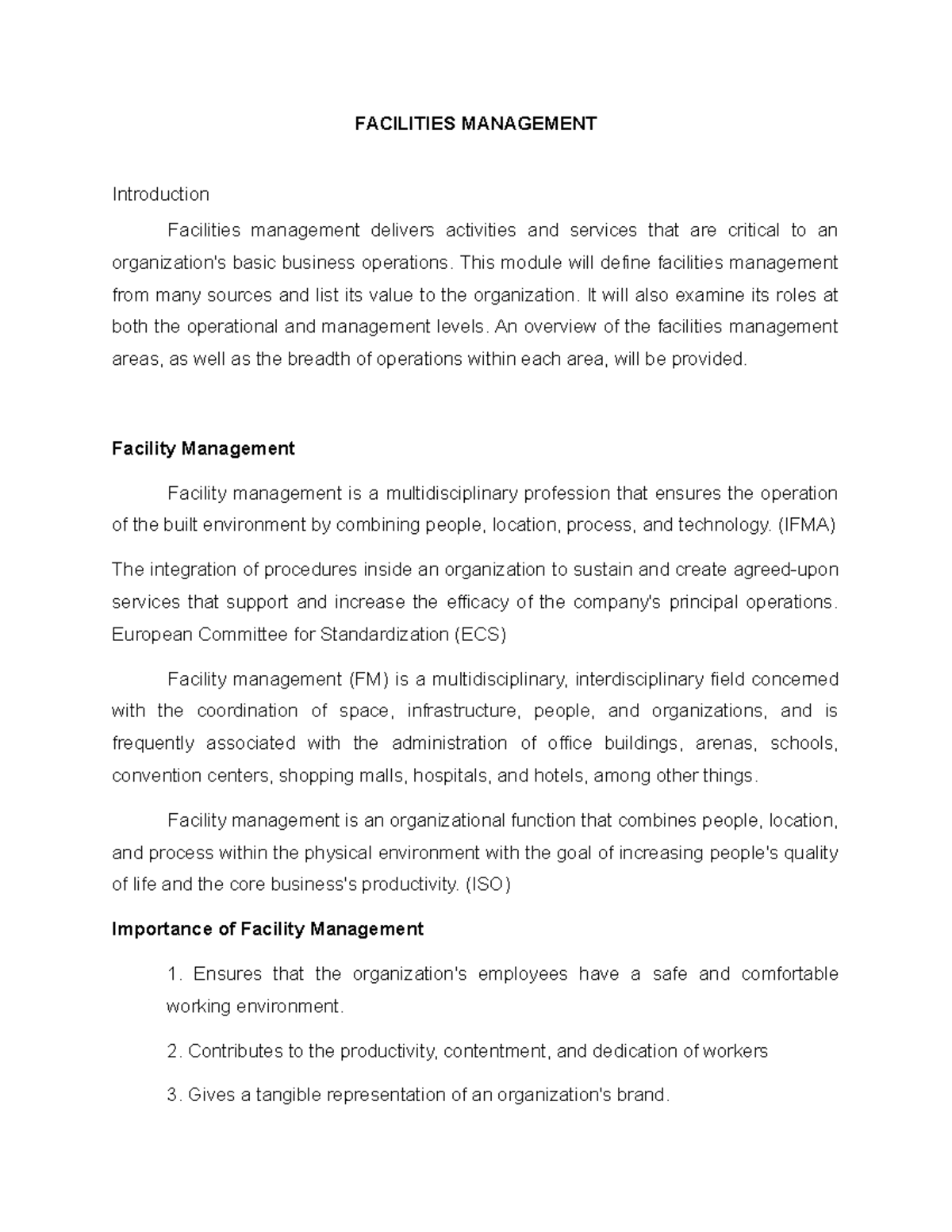 Lecture Notes - Ethics [ Facilities Management - FACILITIES MANAGEMENT ...