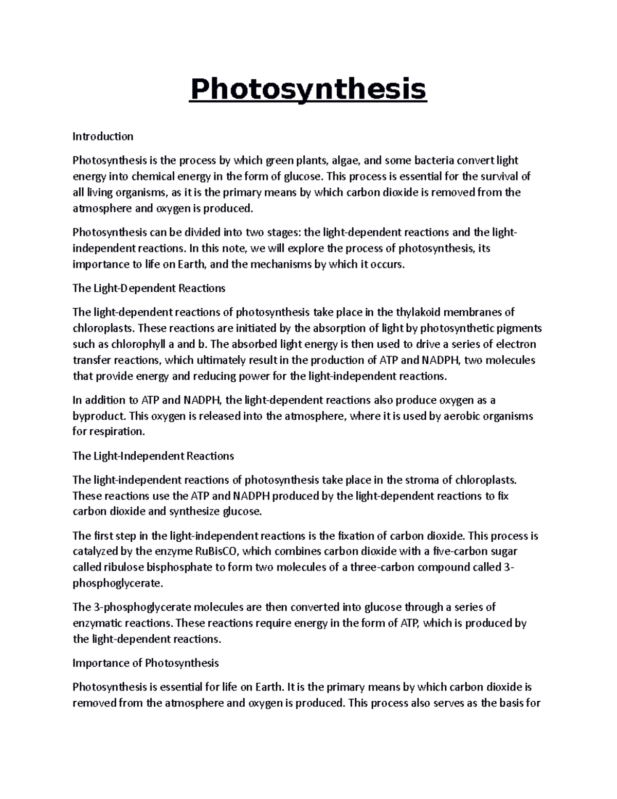 CHEM-2300-34 - Photosynthesis - Photosynthesis Introduction ...