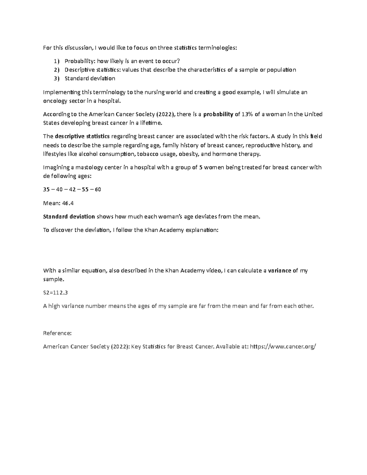 Nursing Statistics - M2 - Discussion 1 - For this discussion, I would ...