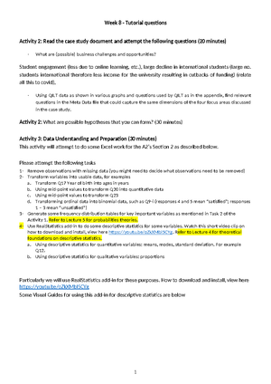 BSB131 Sum 2022 Assignment 1 Problem Solving Task 2 - BSB 131 Applied Business Analytics – - Studocu