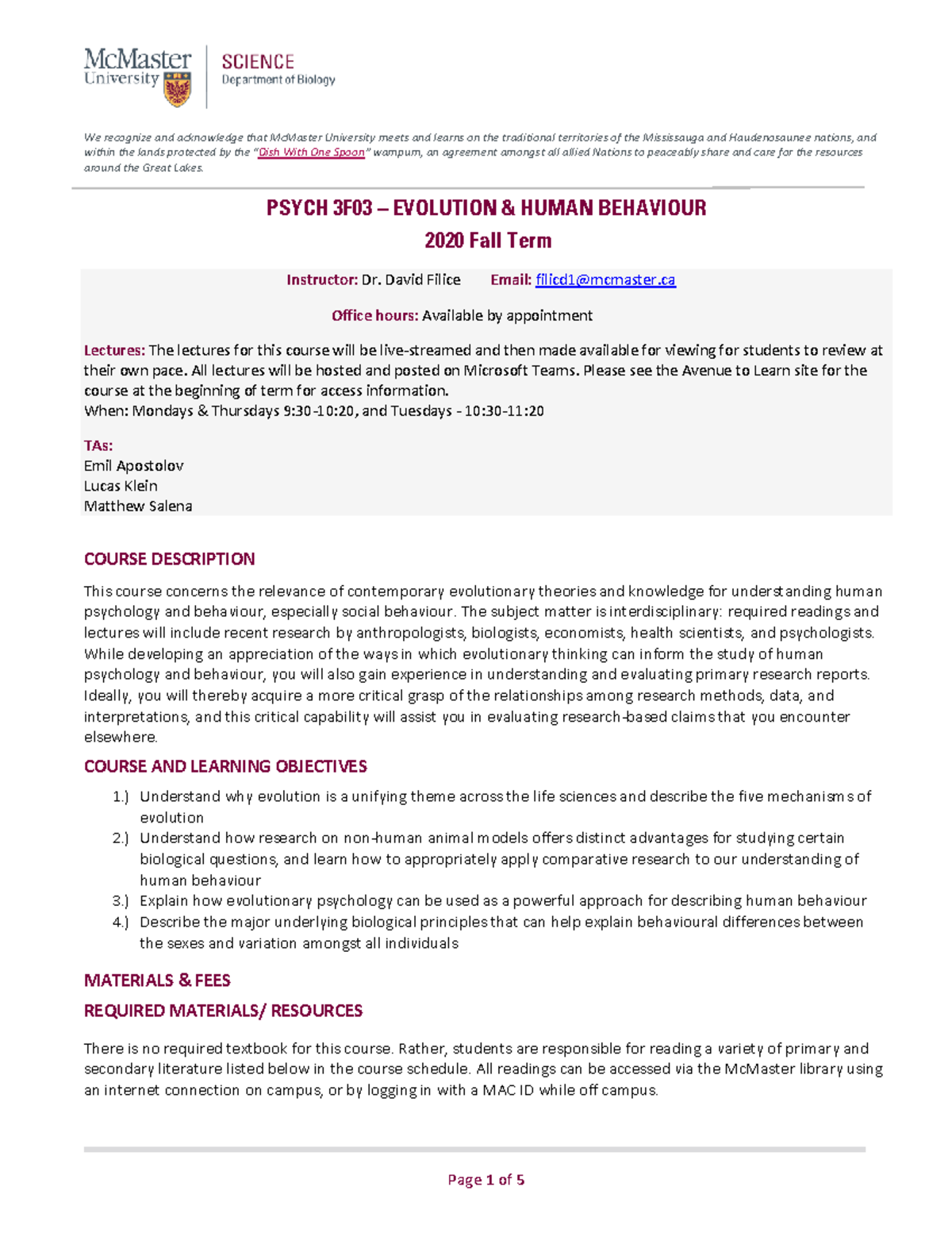 Psych-3F03 - syllabus - Warning: TT: undefined function: 32 We recognize and acknowledge that ...