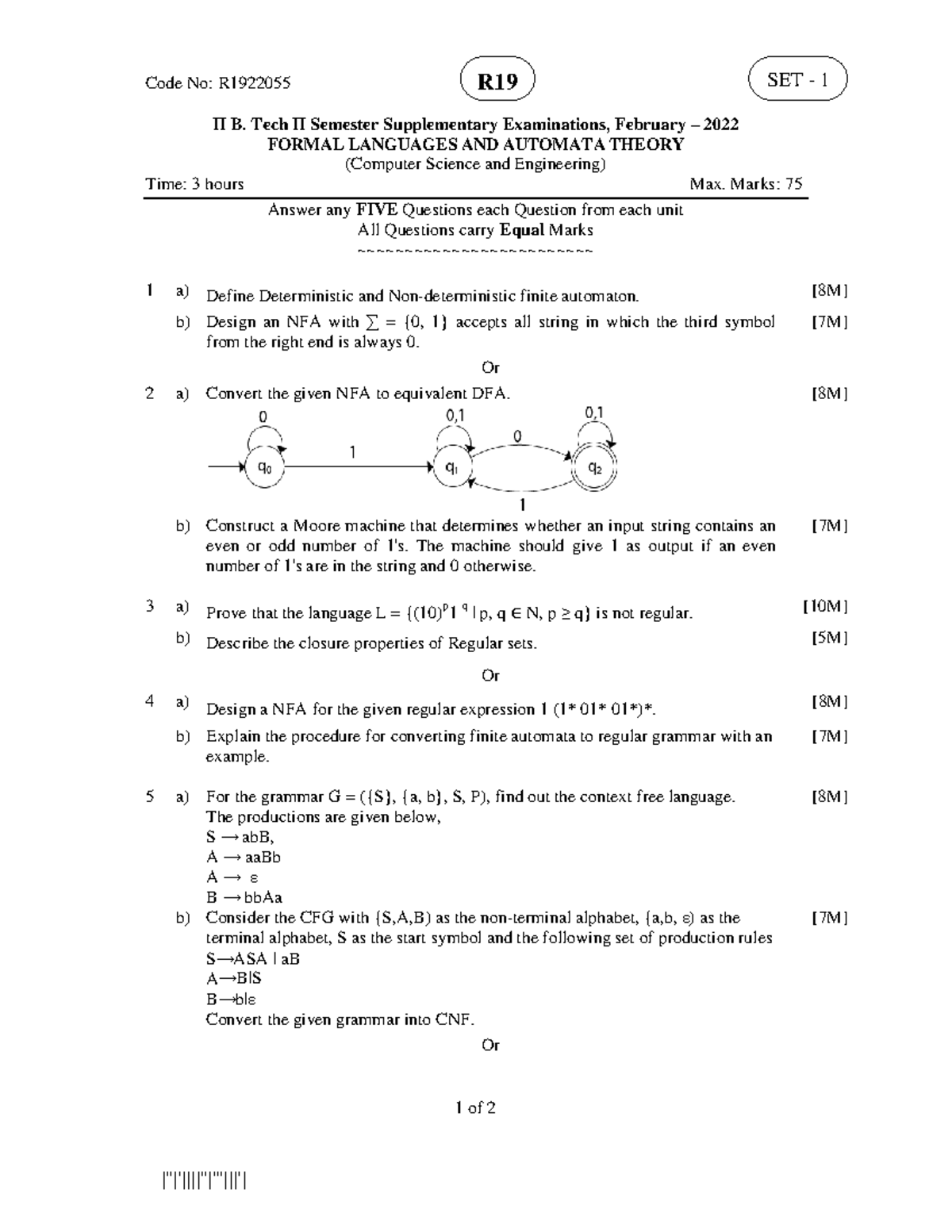 Formal Languages AND Automata Theory FEB 2022 ...